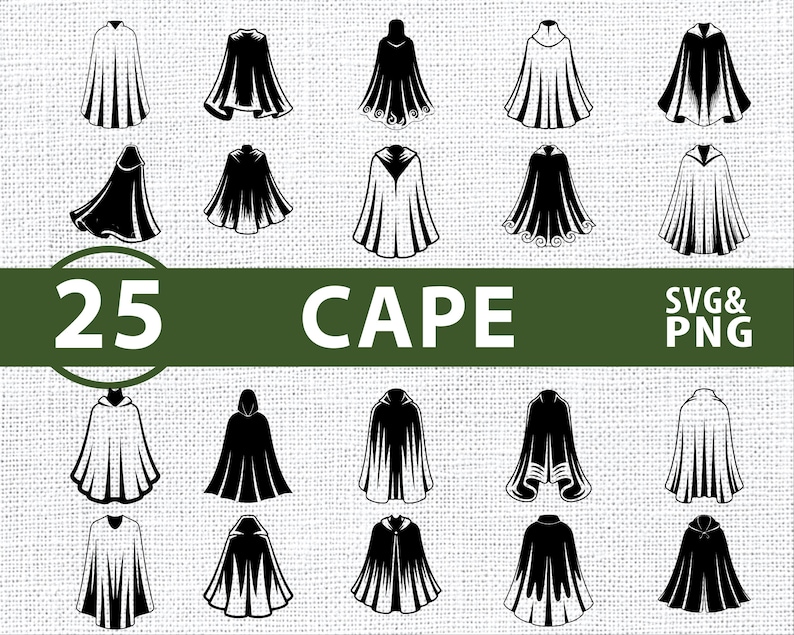 25 Cape SVG & PNG Bundle | Cloak SVG for Cricut, Costume Design Clipart ...
