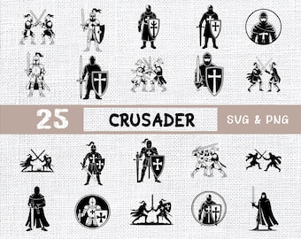 4 Templar Knight SVG 4 Cut File, Medieval Crusader Silhouette Clipart ...