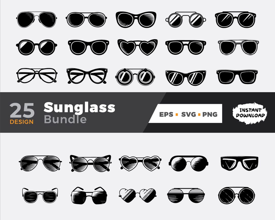 Retro Sunglass SVG Bundle: Summer Clipart for Cricut (instant Download ...