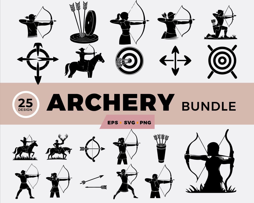 Archery SVG Bundle: Bow, Arrow, Target Clipart (digital Download) - Etsy