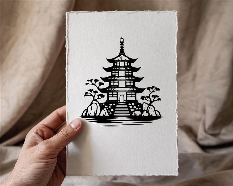 Japanese Pagoda SVG Bundle: Oriental Temple Clipart, Zen Garden Designs ...