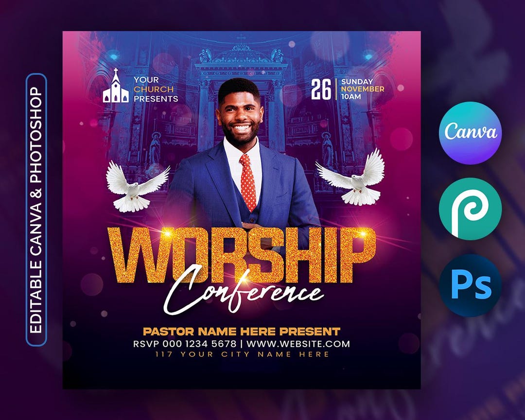 Holy Communion Church Flyer Template: Editable Canva & Photoshop (PSD ...