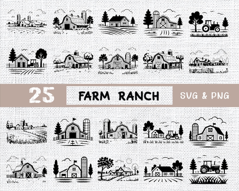 Farm Ranch SVG Bundle: Barn, Tractor, Country Life Designs (SVG, PNG ...