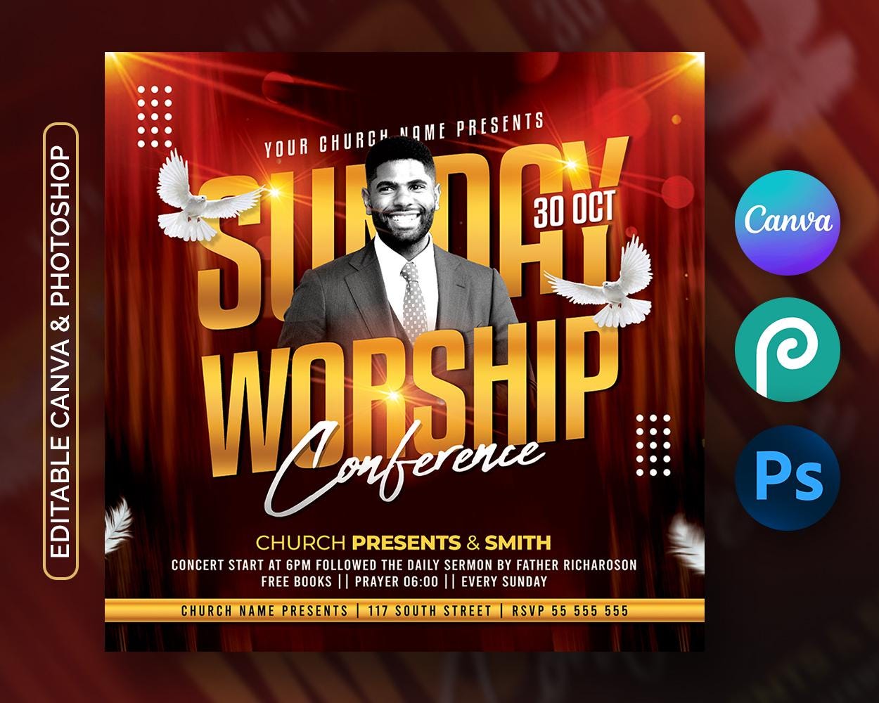Holy Communion Church Flyer Template: Editable Canva & Photoshop Design ...