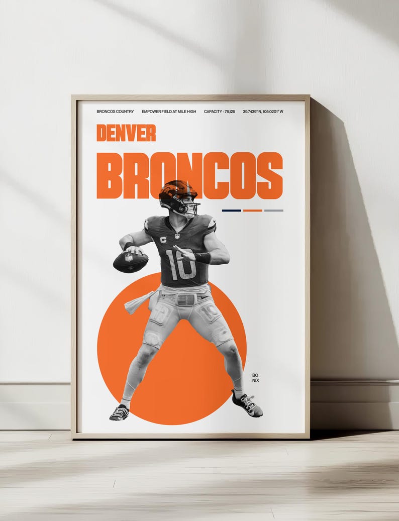 Broncos NFL Poster - Digital Download | Football Wall Art - Etsy