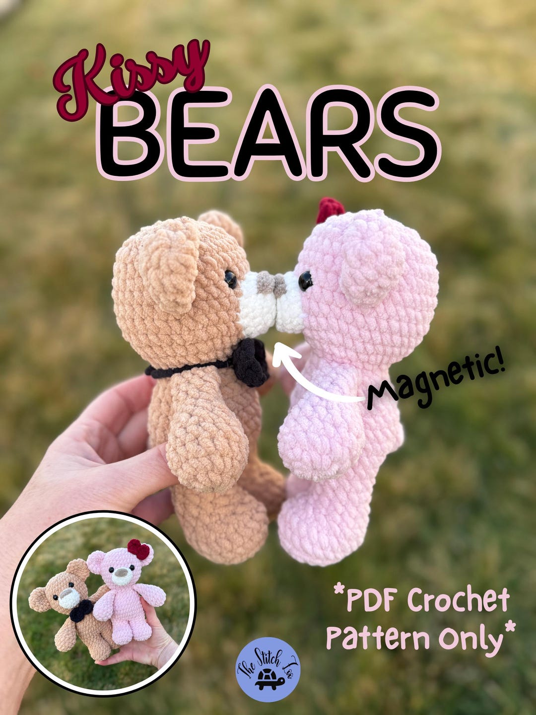Kissy Bears Low- Sew Crochet Pattern - Valentines Day Amigurumi Plush ...