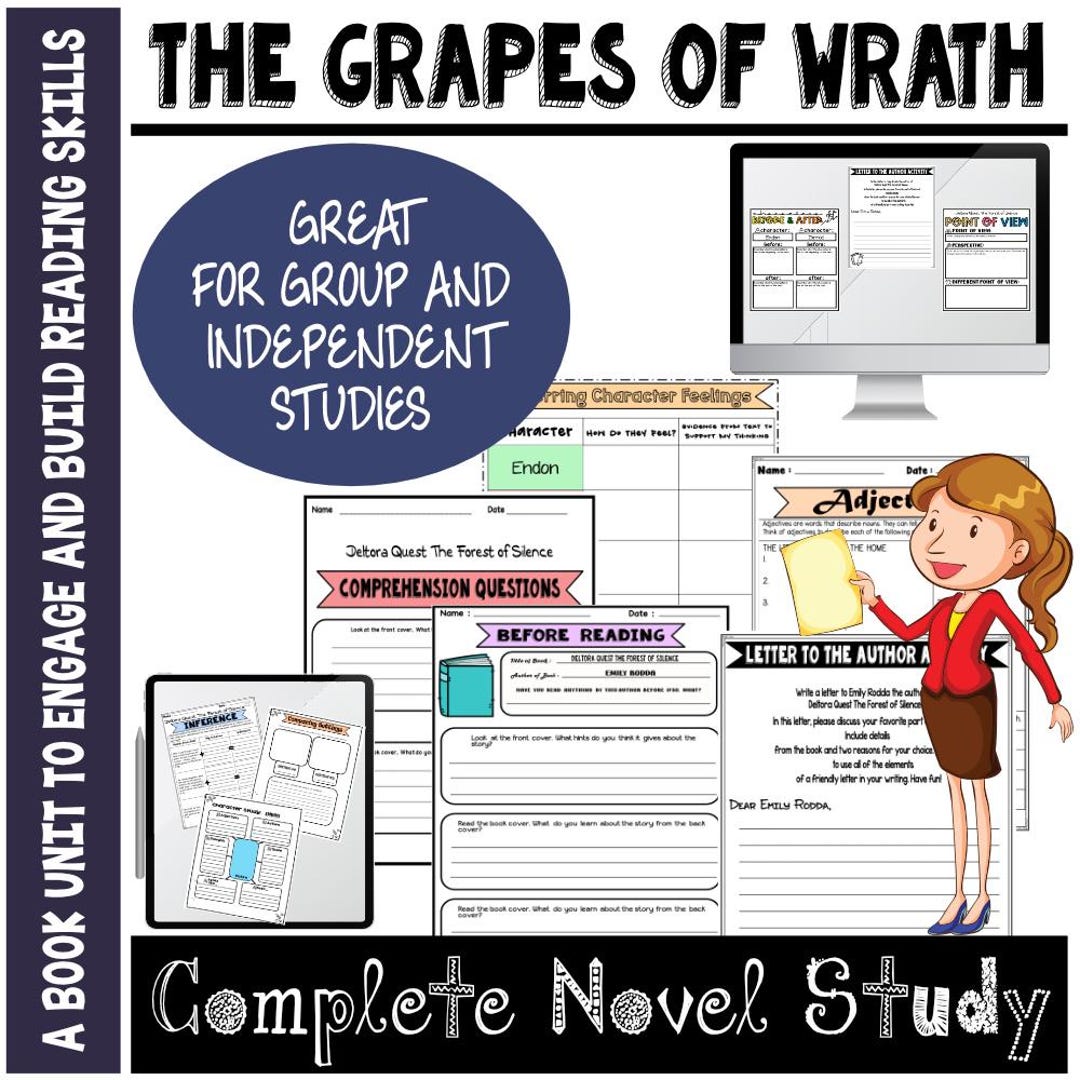 The Grapes of Wrath Novel Study Unit | Literature Guide | Comprehension ...