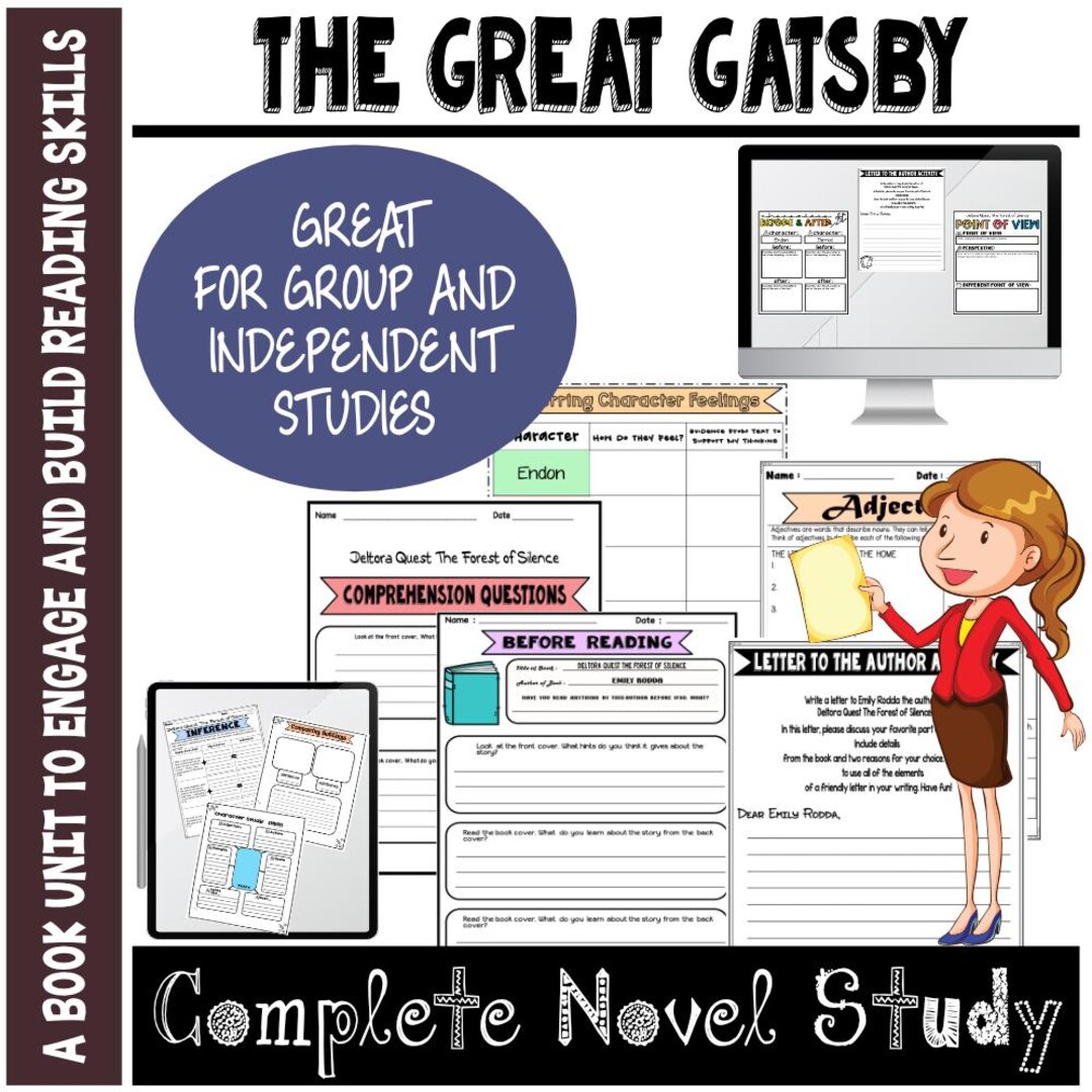 The Great Gatsby Novel Study Unit | Literature Guide | Comprehension ...