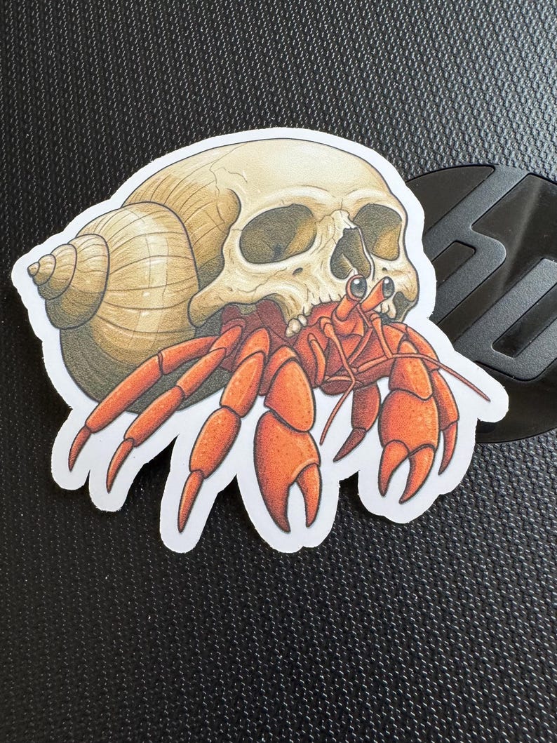 Hermit Crab in A Skull Shell Cute Animal Vinyl Sticker Die Cut Sticker ...