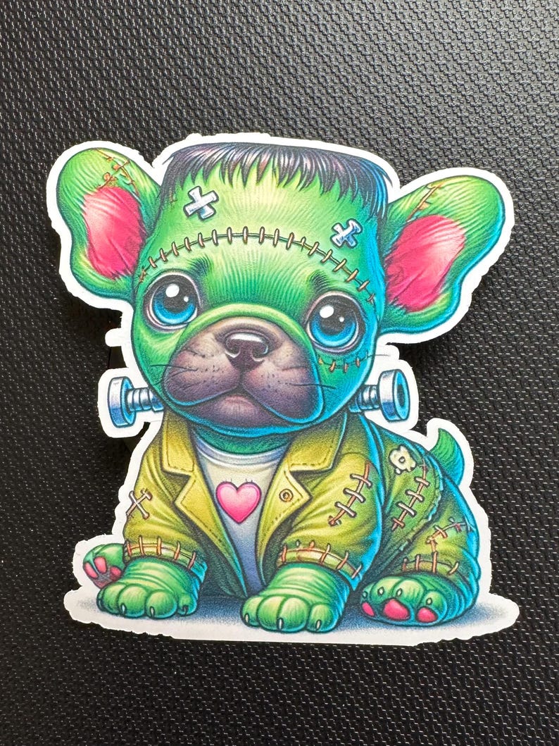Frenchy Puppy Frankenstein's Monster Cute Animal Vinyl Sticker Die Cut ...