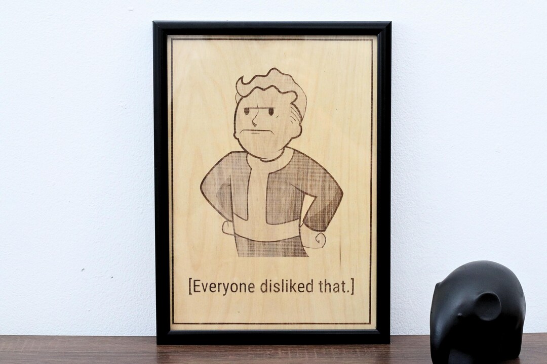 Fallout Wooden Engraved Print, Gamer Wall Art, Vault Boy Decor, Fallout ...