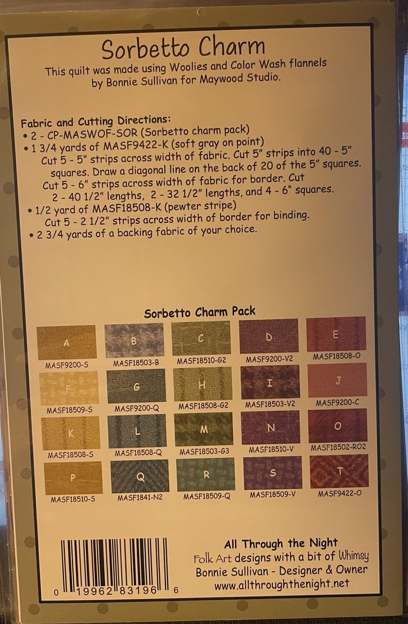 Sorbetto Charm Quilt Pattern by All Through the Night, Bonnie Sullivan ...