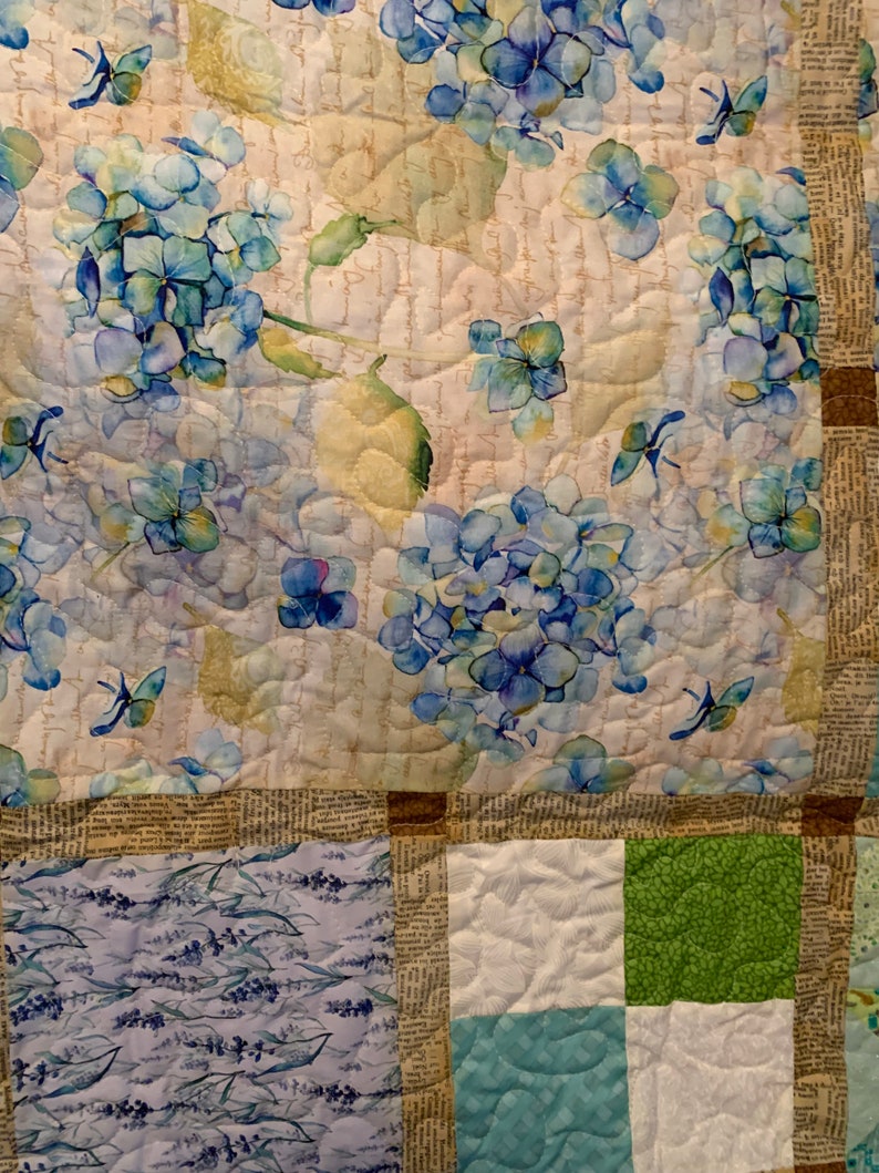 Hydrangeas and Lavender Twin Quilt - Etsy