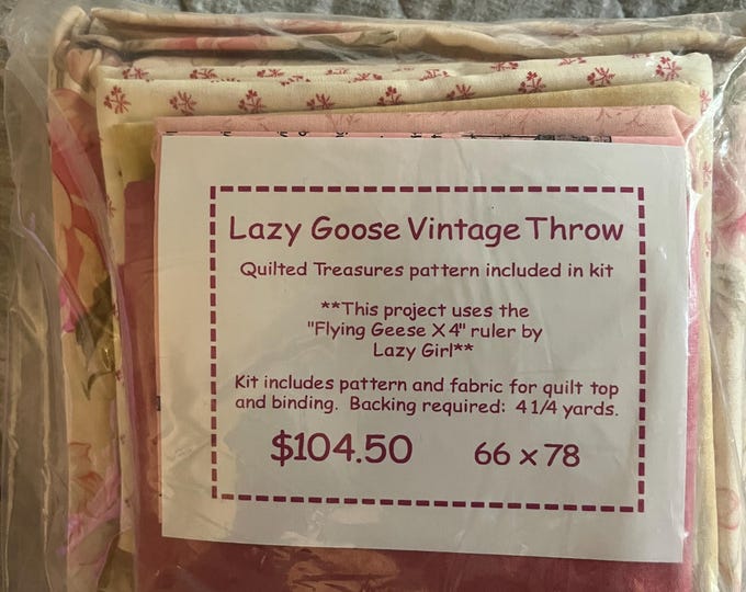 Lazy Goose Vintage Throw Quilt Kit | 66" X 78" | Quilted Treasures ...