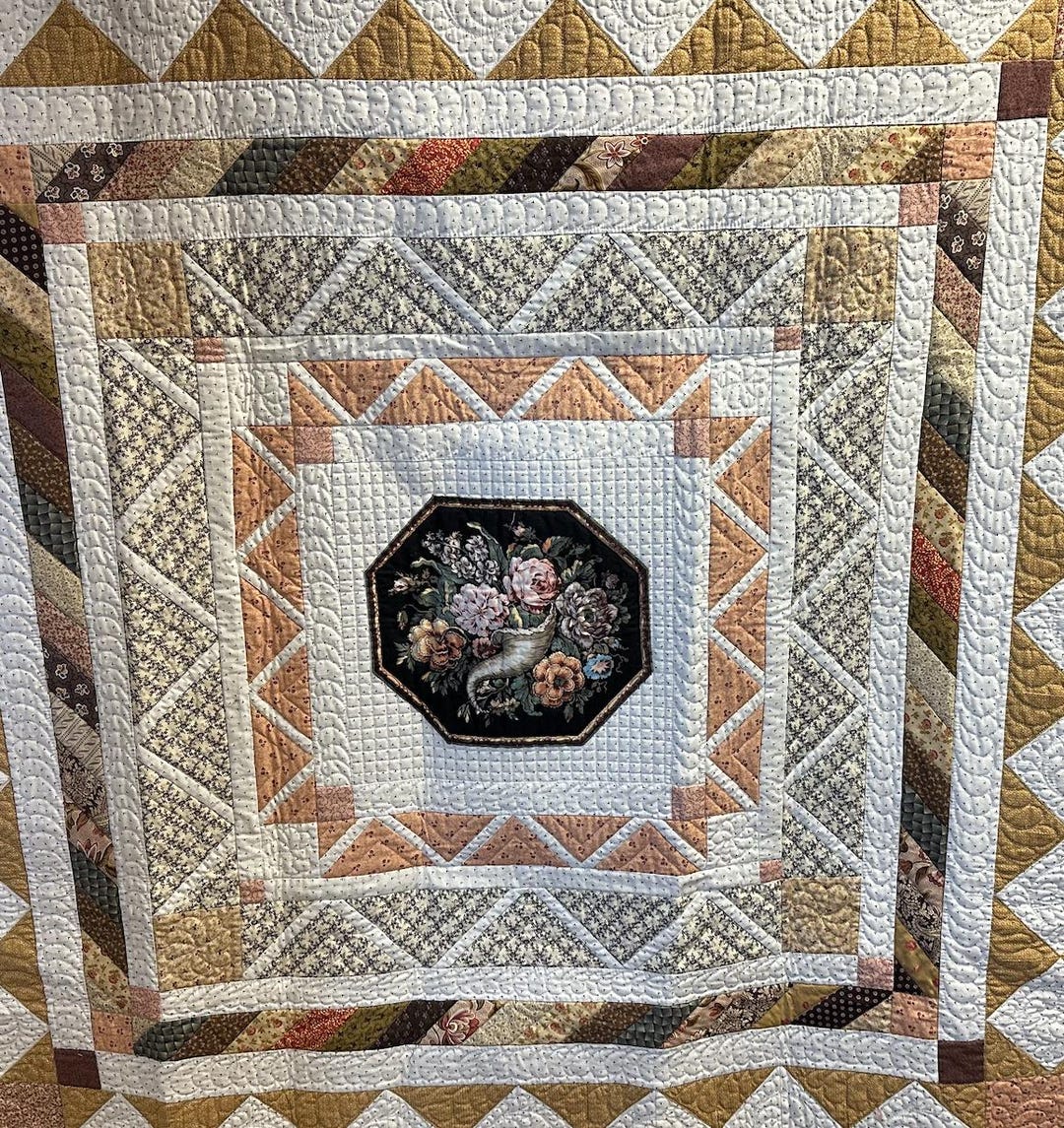 Abundance Quilt Pattern + Black Octagon Chintz Center Panel + Papers ...
