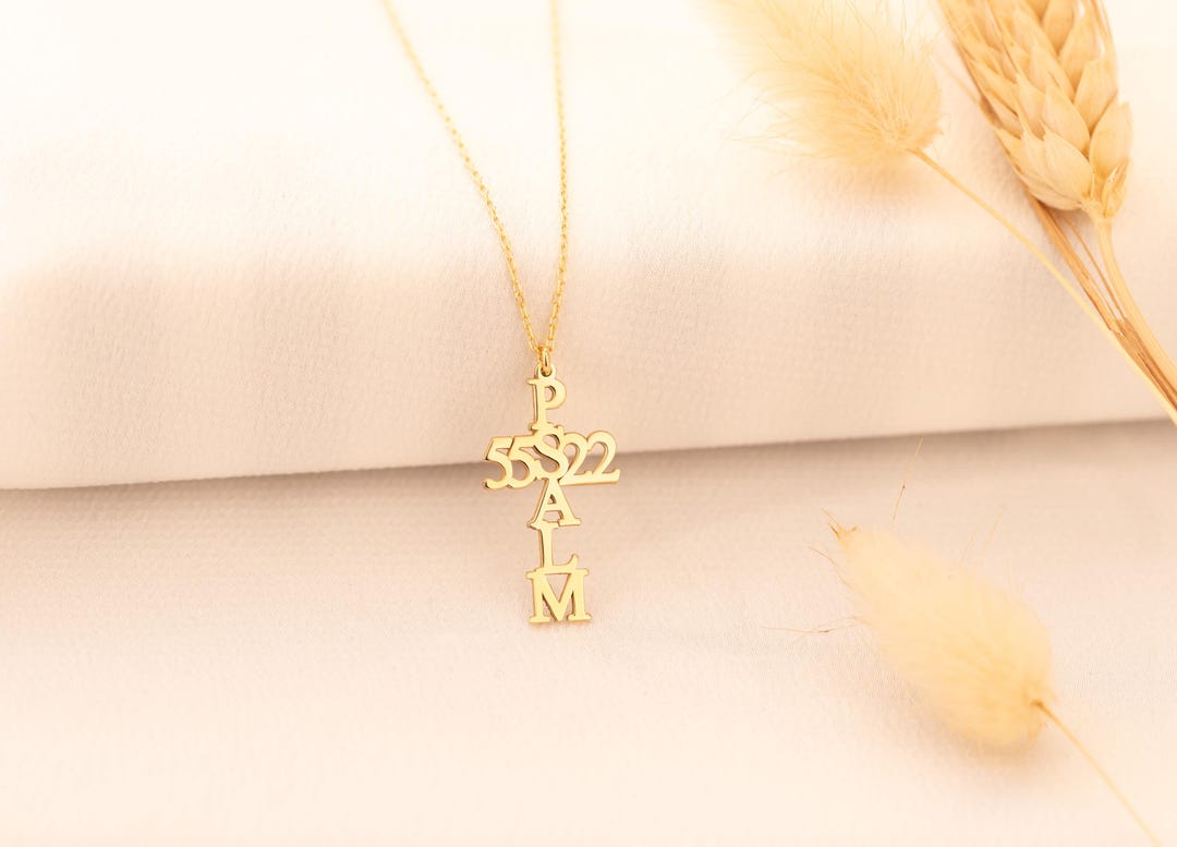 Favorite Bible Verse Cross Necklace, Custom Psalm Cross Necklace, Psalm ...