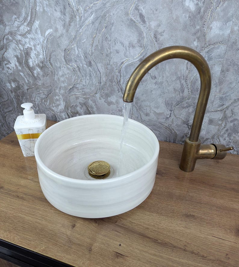 Handmade Moroccan Ceramic Sink: Round Bathroom Vessel Basin - Etsy