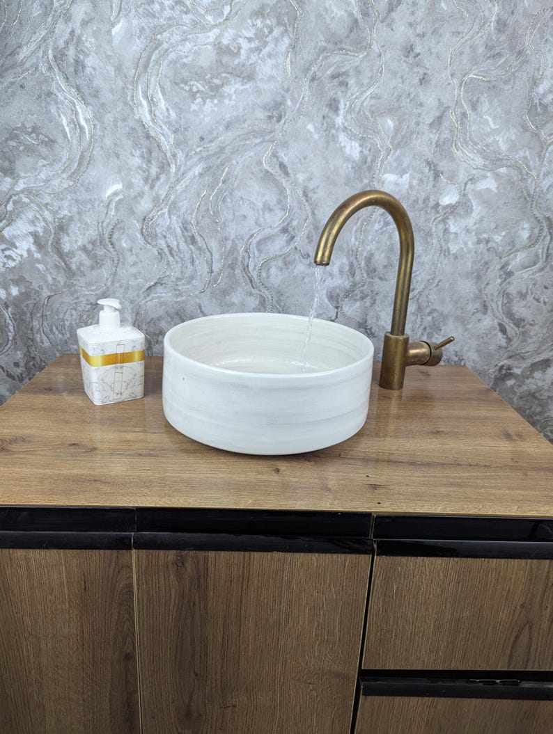 Handmade Moroccan Ceramic Sink: Round Bathroom Vessel Basin - Etsy