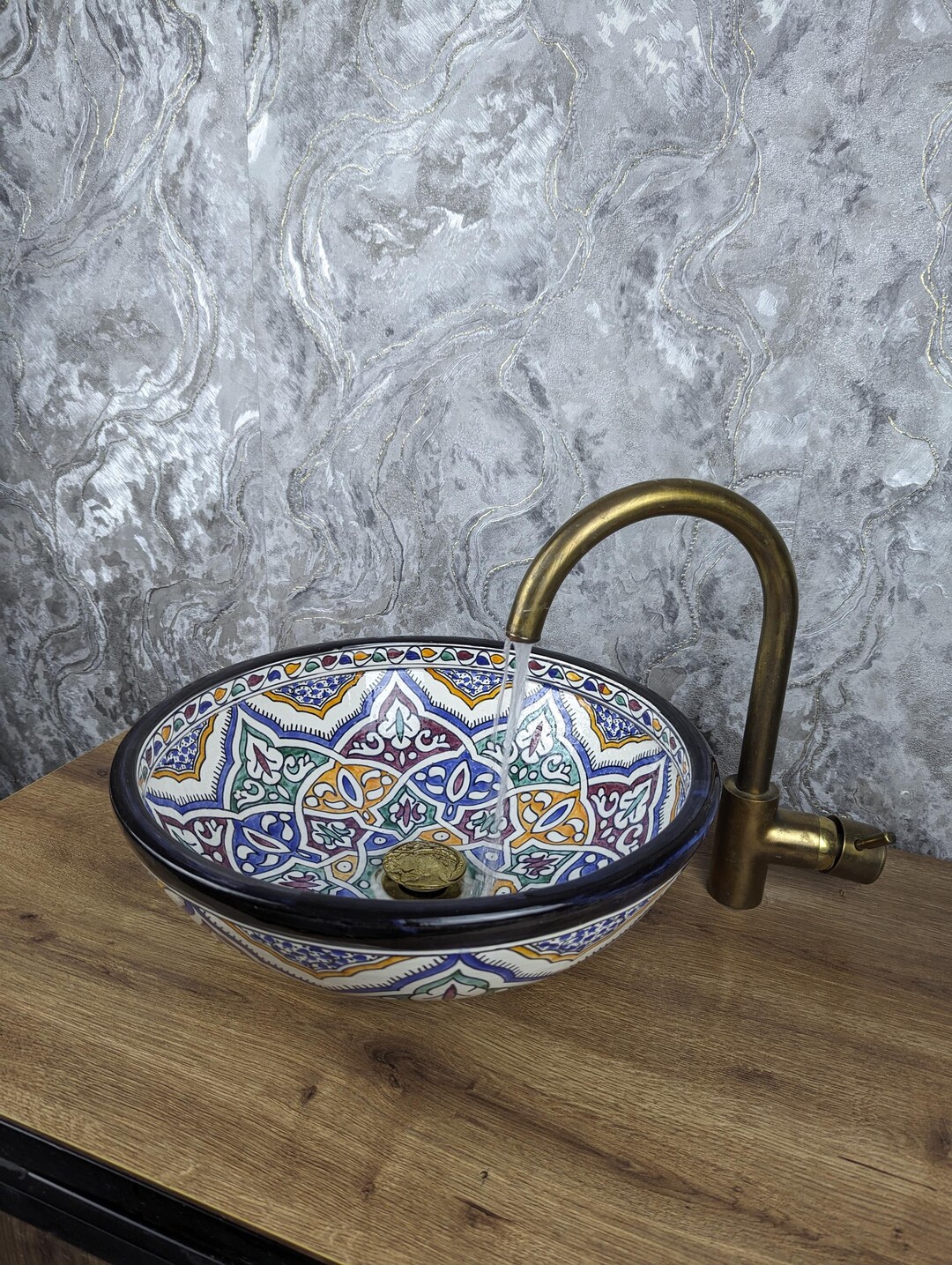 Handmade Moroccan Ceramic Sink: Hand-painted Bathroom Basin - Etsy