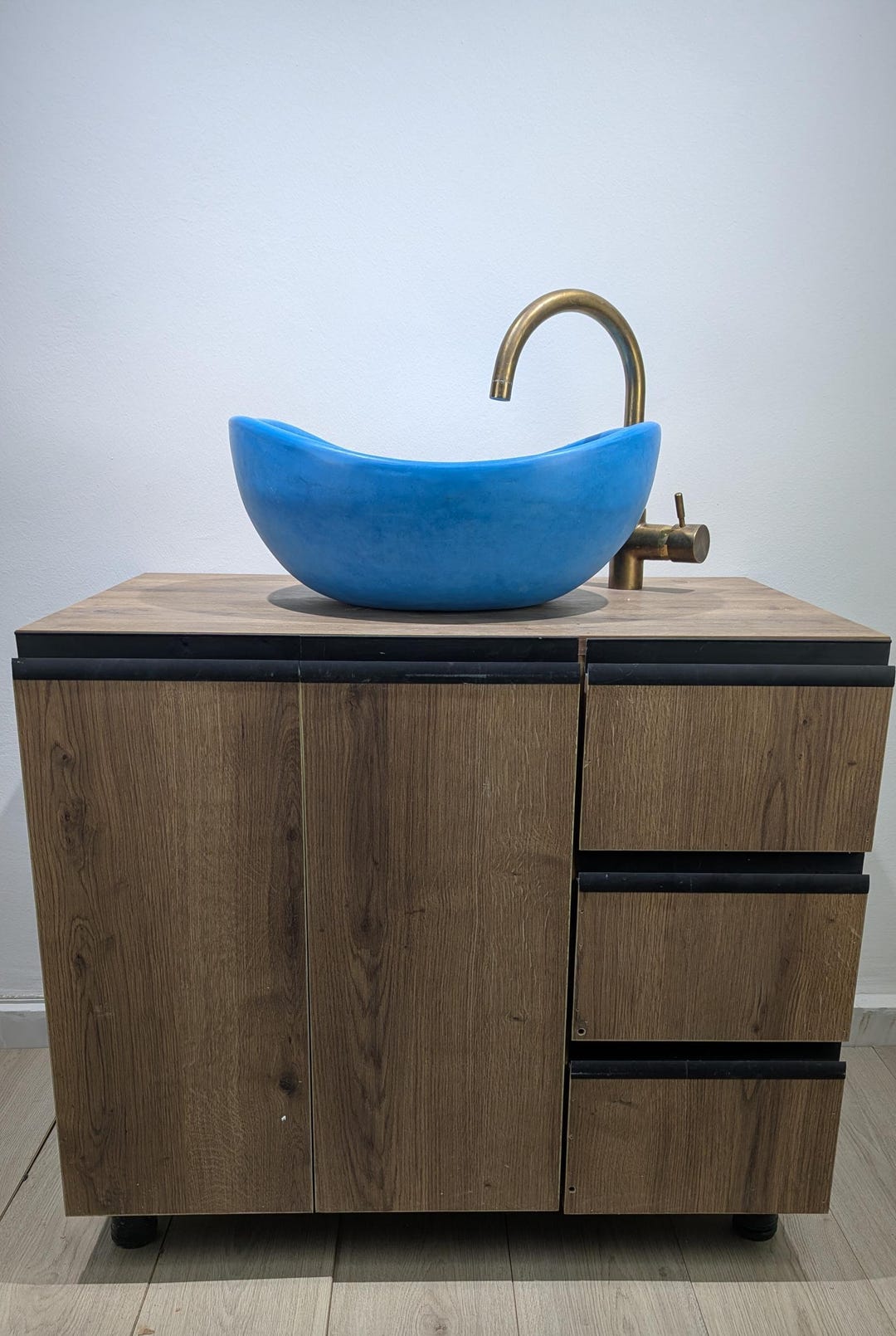 Moroccan Blue Oval Rustic Vessel Sink Made of Natural clay Morocco ...