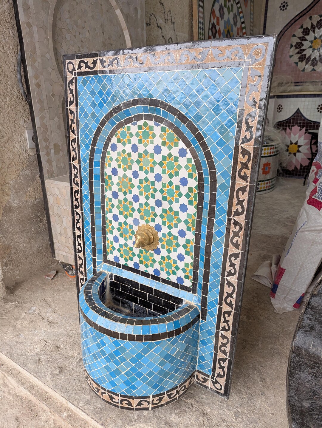 Exclusive Design Handmade Moroccan Mosaic Fountain: Garden Patio Water ...