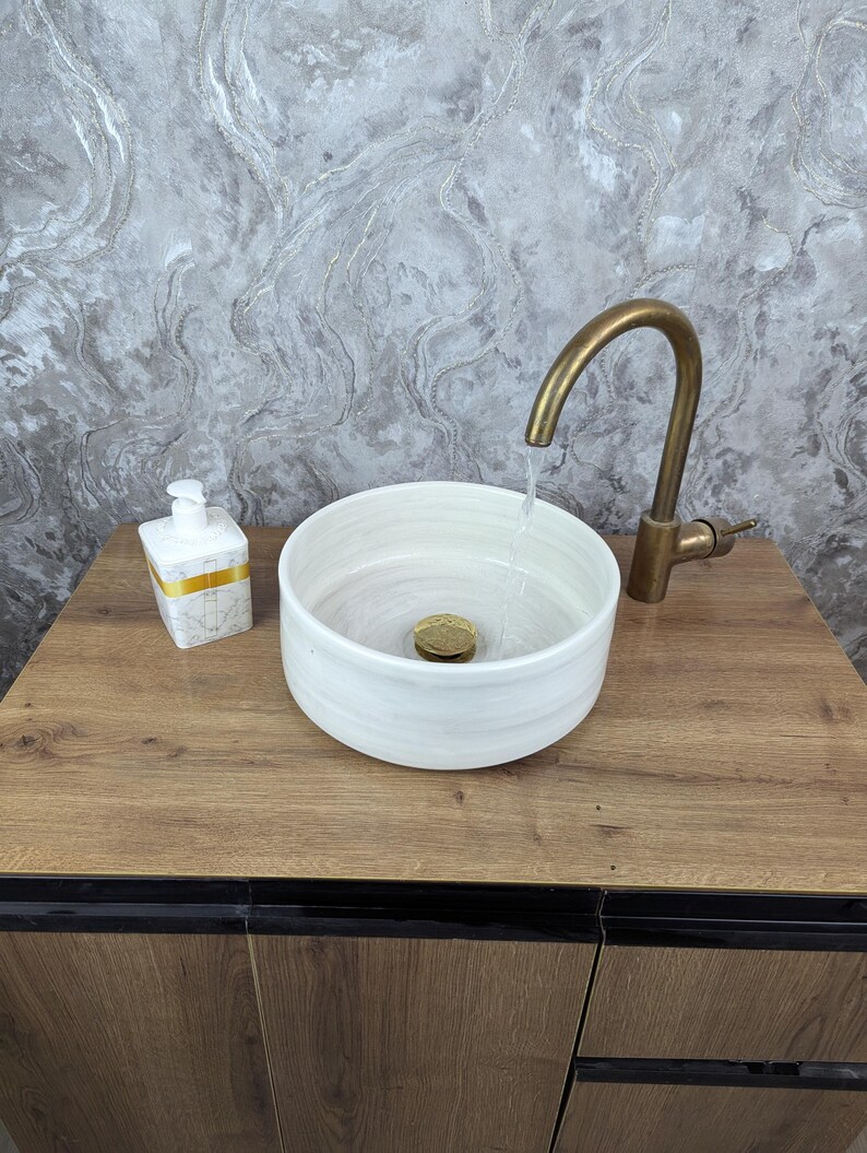 Handmade Moroccan Ceramic Sink: Round Bathroom Vessel Basin - Etsy