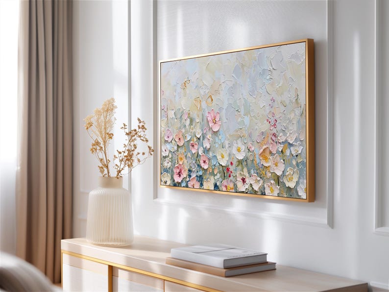 Abstract Samsung Frame TV Art, Spring Oil Painting, Textured Spring ...