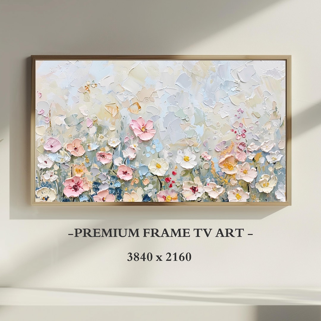 Abstract Samsung Frame TV Art, Spring Oil Painting, Textured Spring ...