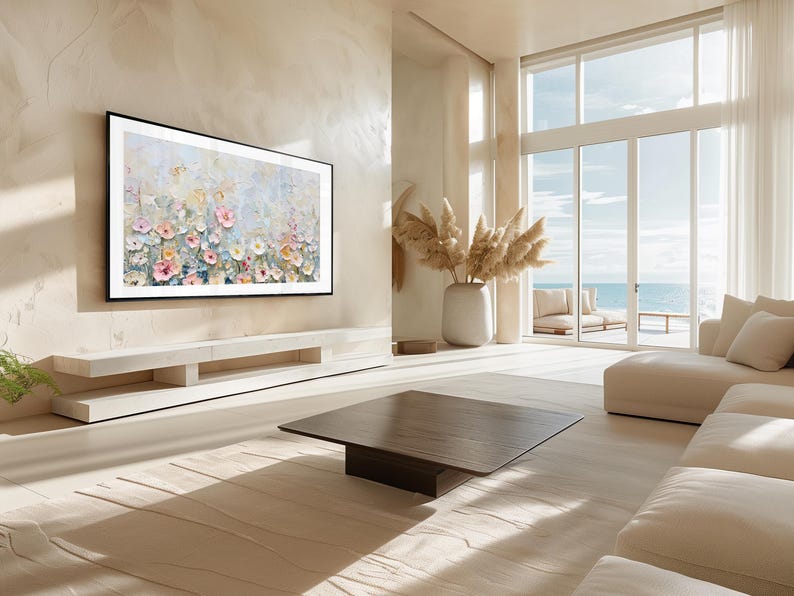 Abstract Samsung Frame TV Art, Spring Oil Painting, Textured Spring ...