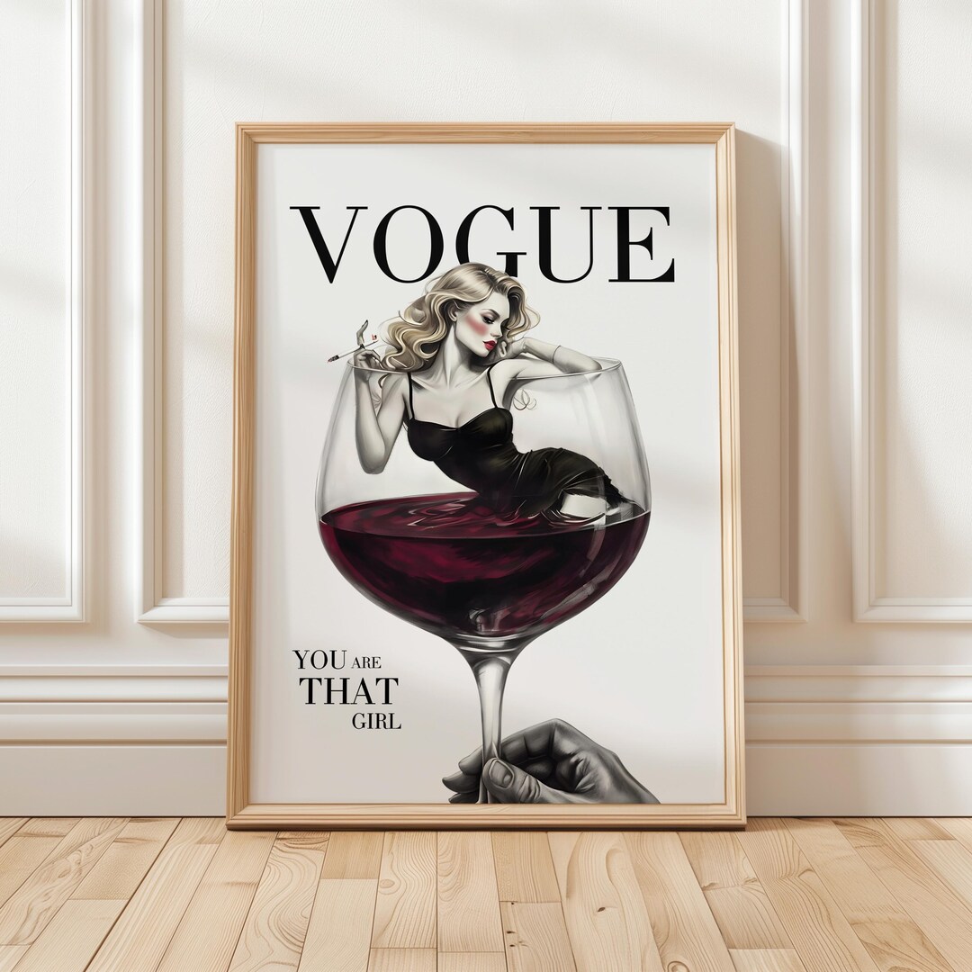 Vogue Wall Art, Vogue Lady, Vogue Art, Red Wine Print, Fashion Wall Art ...