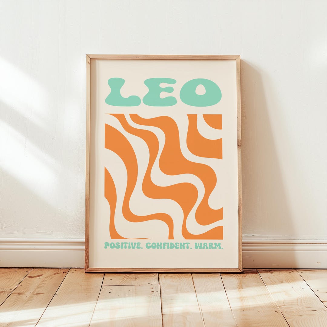 Zodiac Leo Retro Art Print: Groovy Font Birthday Poster - Etsy