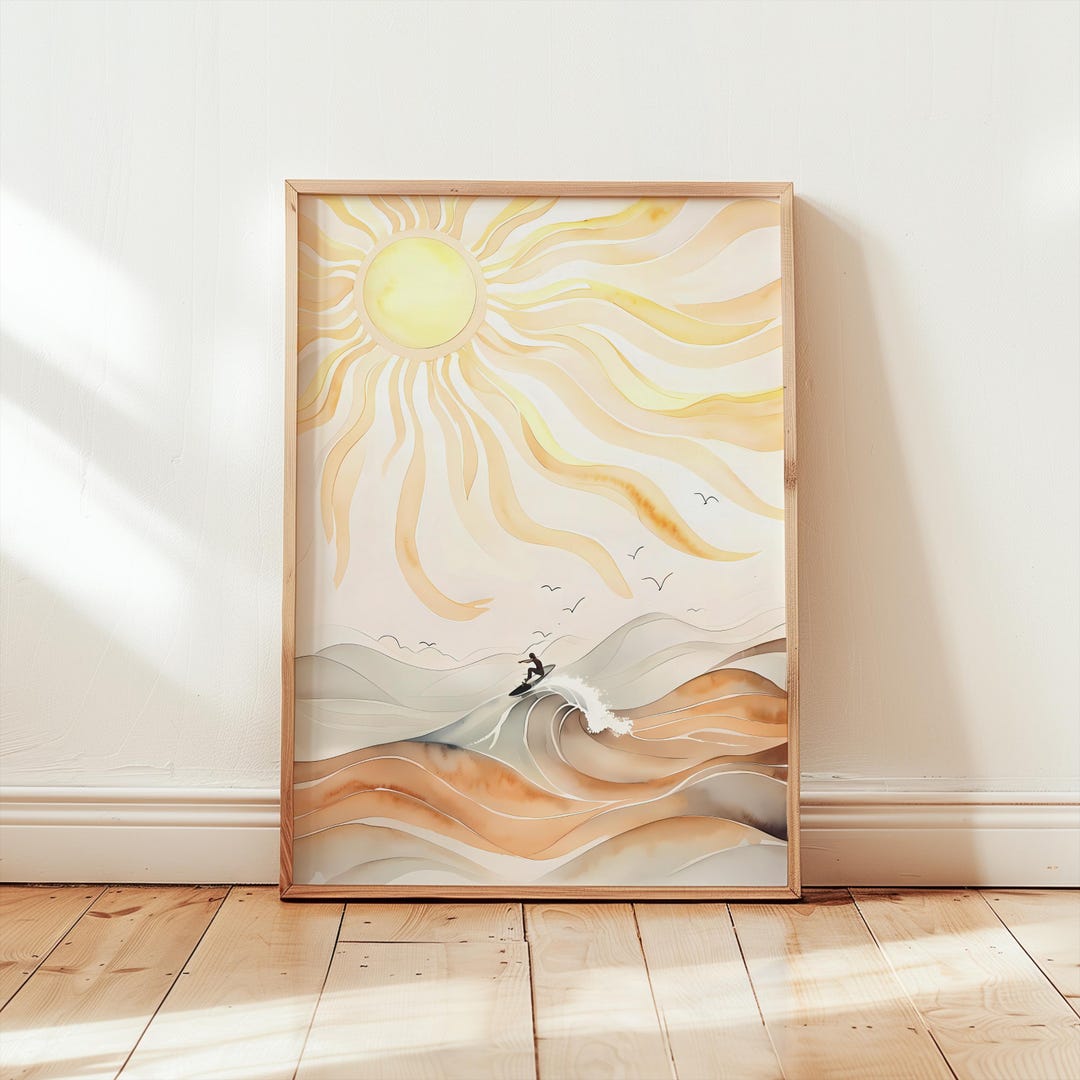Boho Ocean Wall Art, Surf Poster, Beachy Wall Art, Coastal Decor, Ocean ...