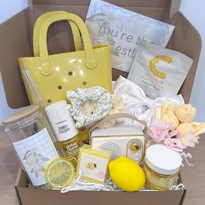 Lemon Gift Box | Yellow Self Care Spa Basket With Tote, Tumbler ...