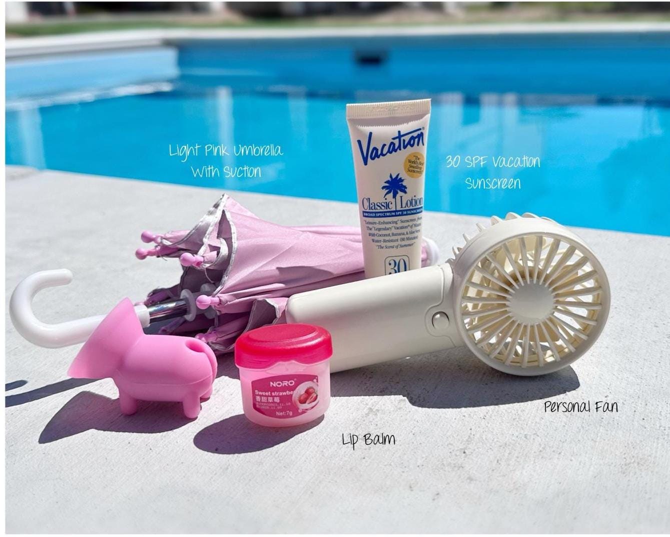Light Pink Shimmer 40oz Tumbler Gift Set: Sunscreen, Fan & Phone ...