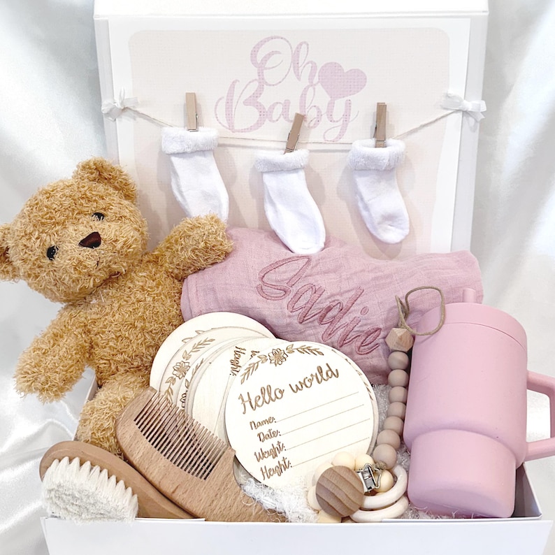 Keepsake Baby Gift Box, Muslin Blanket, Wooden Milestone Discs - Etsy