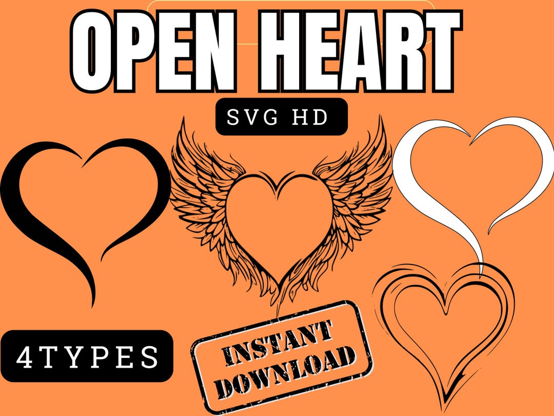 Open Heart SVG, JPG Heart Heart Cricut Heart Earring Svg Heart Border ...