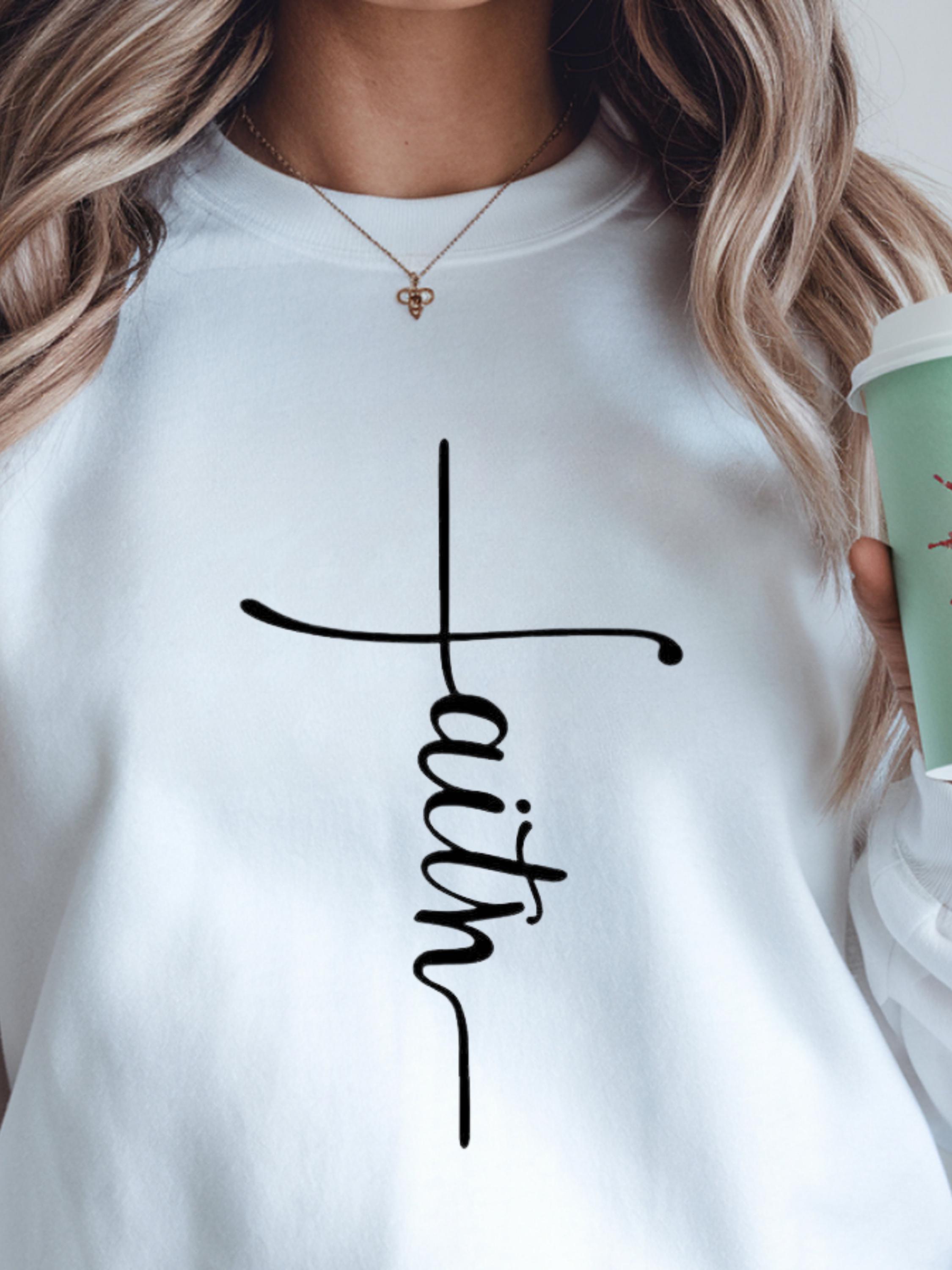 Faith Cross Shirt Minimal Christian Typography Tee, Faith Typography ...