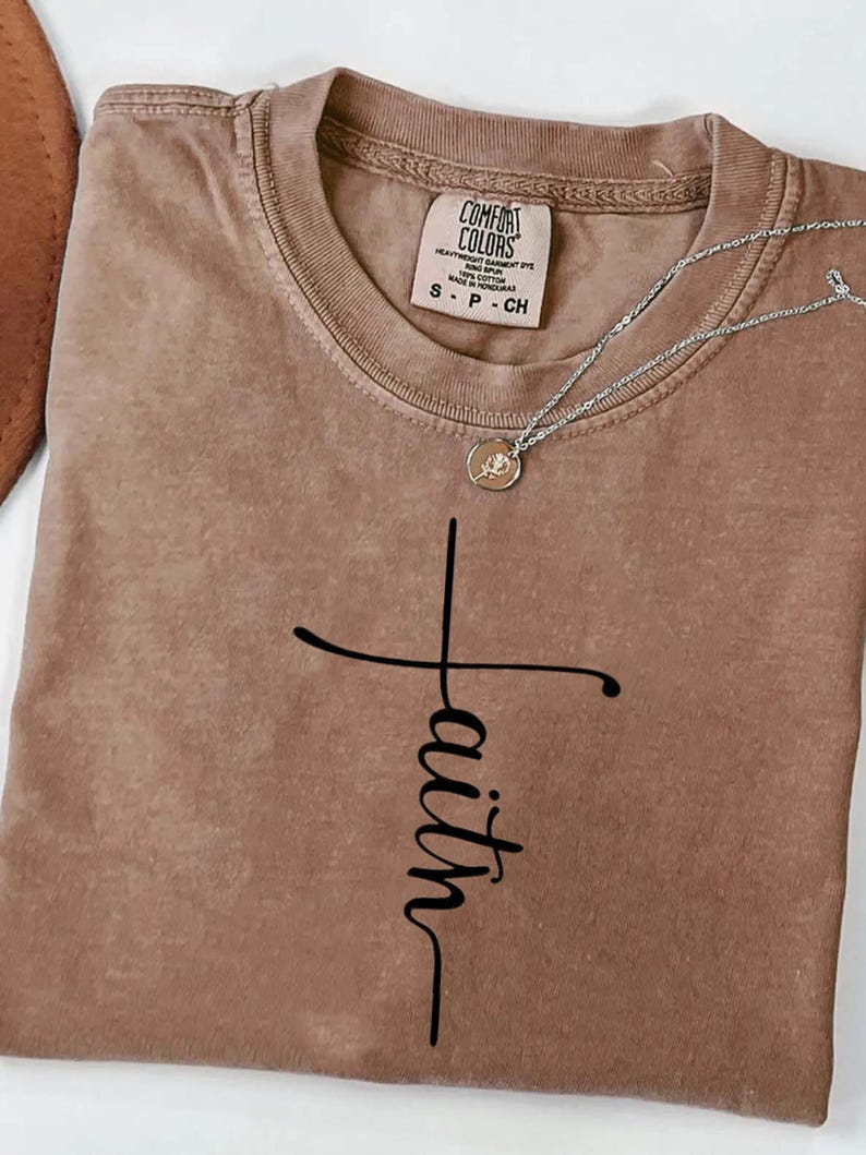 Faith Cross Shirt Minimal Christian Typography Tee, Faith Typography ...