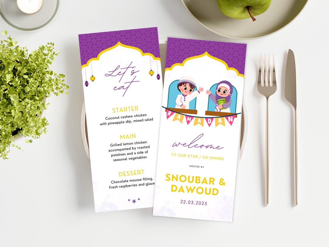 Iftar Dinner Party Menu Card, Eid Dinner Menu Card, Iftar Menu Card ...