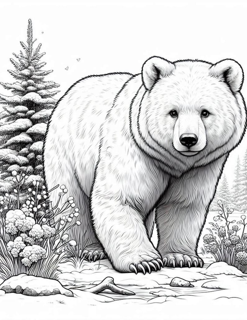 100 Bears and Woodland Animals Coloring Pages, Realistic, Beautiful and ...