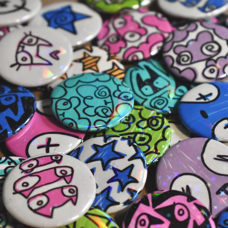 Mystery Pin Packs: Character Pins and Patterns With a Holographic ...