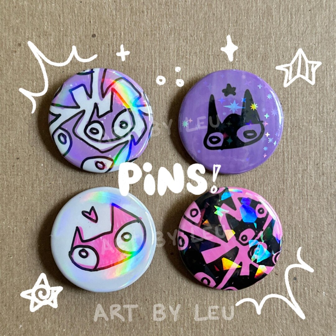 4-pack Pink & Purple Holographic Pins / Cute Pins / Bag Accessories ...