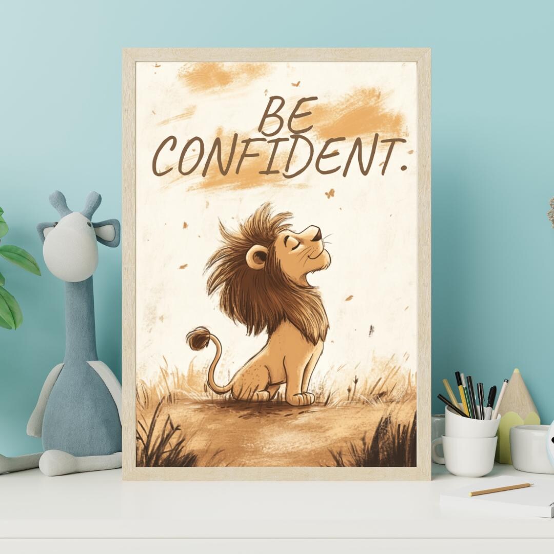 LION CONFIDENCE ART Print | Be Confident Motivational Quote | King of ...