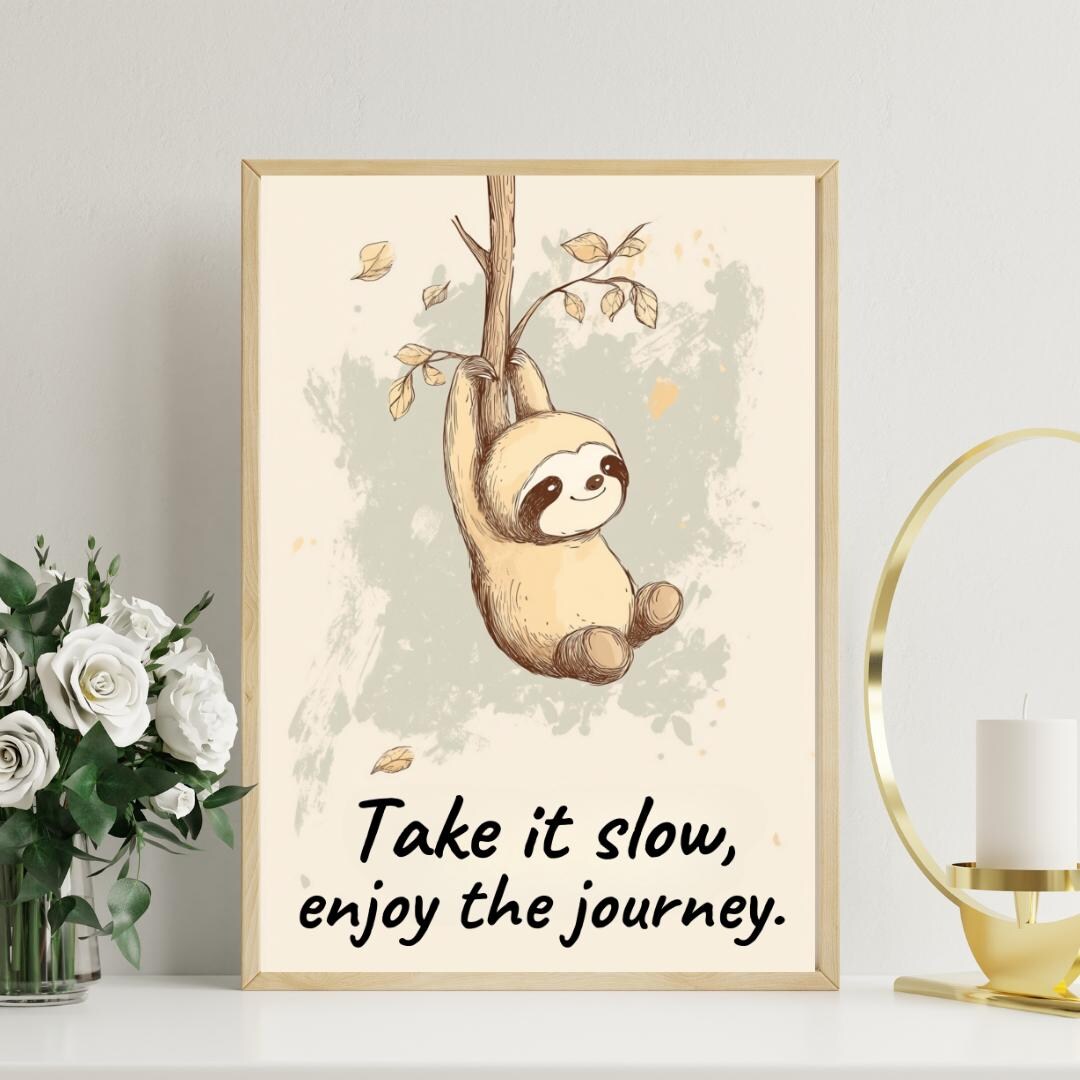 SLOTH MOTIVATIONAL ART | "take It Slow, Enjoy the Journey" Quote ...
