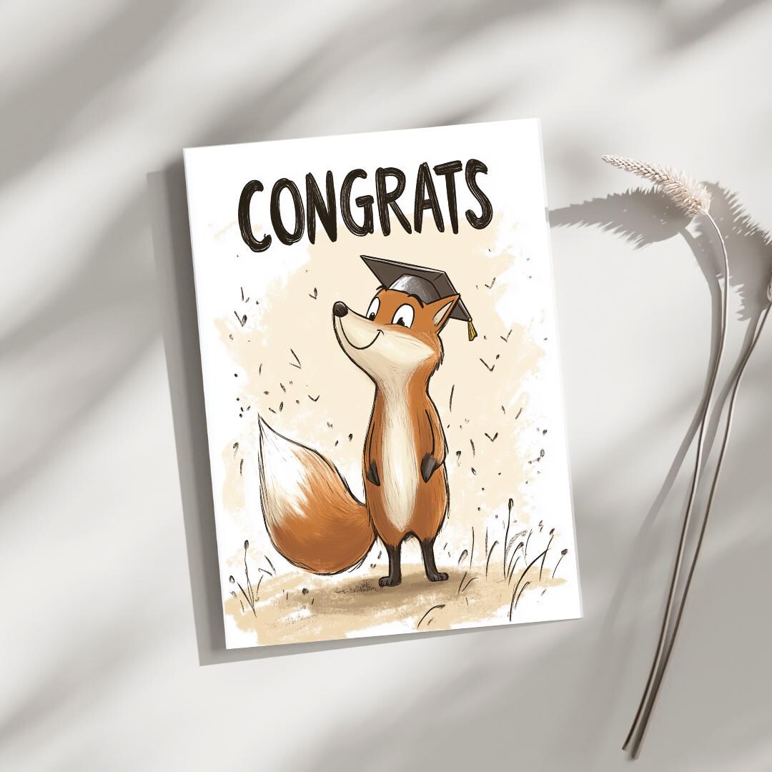 Congrats Graduation Fox PNG Download | Clever Fox With Hat | Digital ...