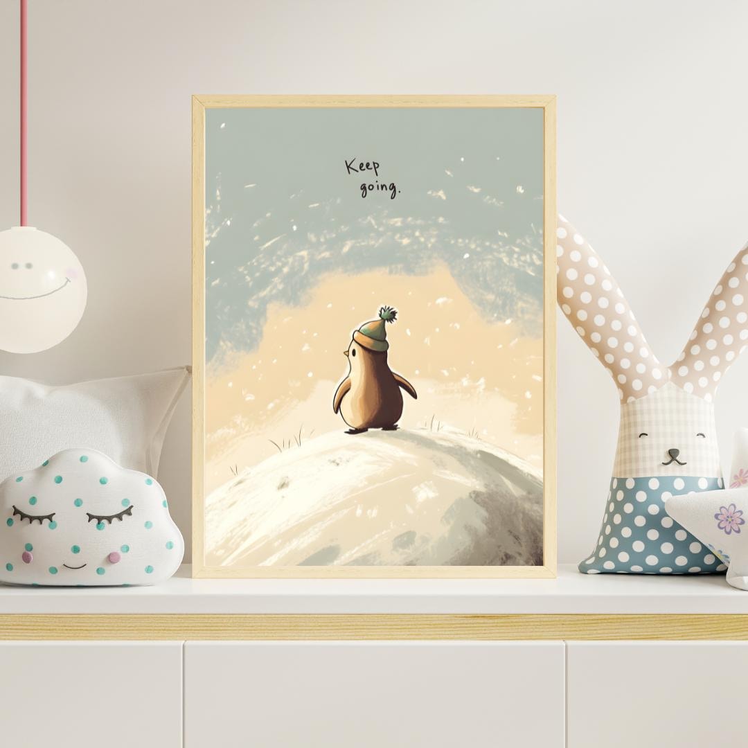 PENGUIN MOTIVATIONAL ART | "keep Going" Inspirational Quote | Winter ...
