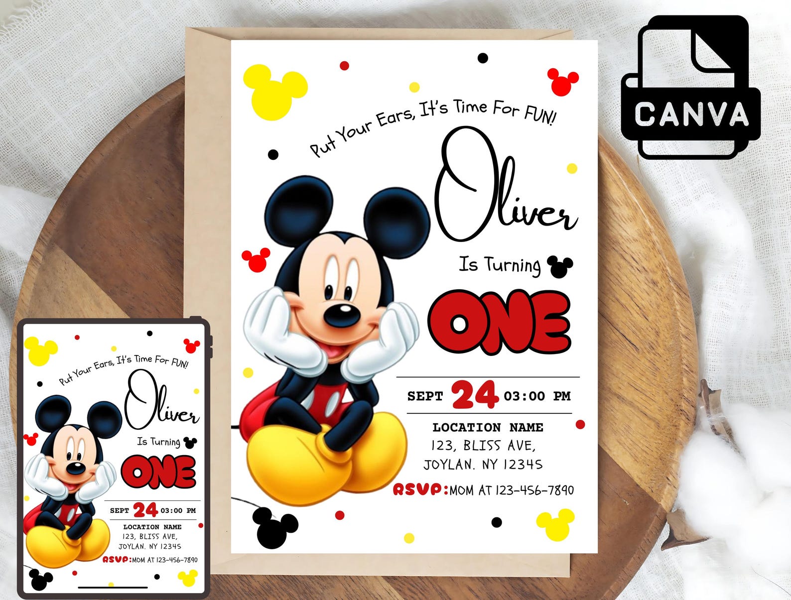 Mickey Mouse Birthday Invitation | Editable & Printable Template | Cute ...