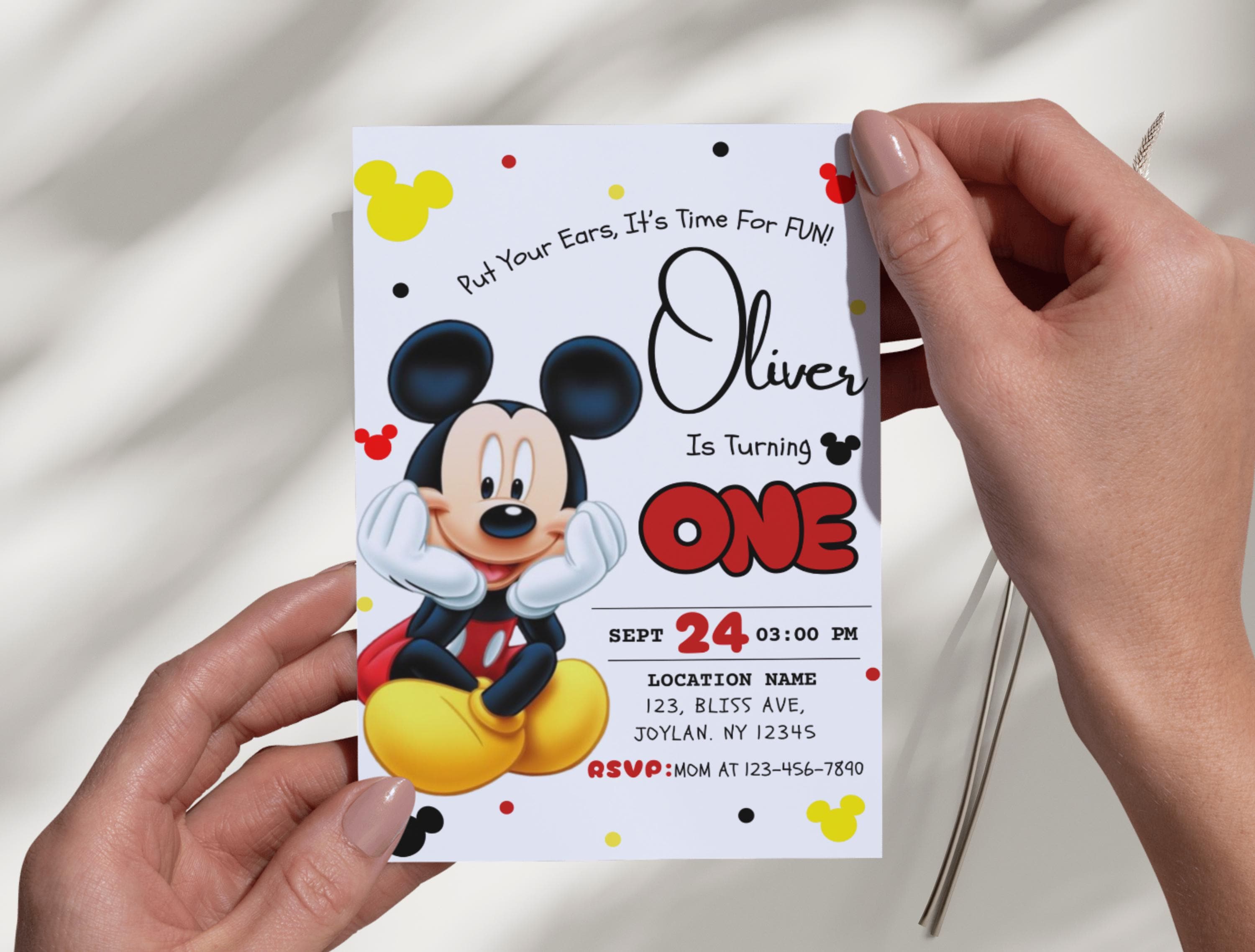 Mickey Mouse Birthday Invitation | Editable & Printable Template | Cute ...