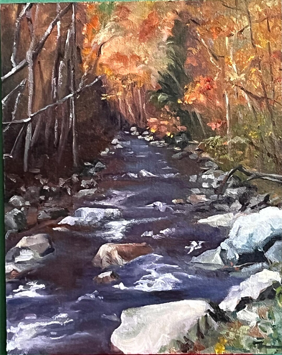 Framed Fall Colors River Painting: Original 8x10 Linen Canvas - Etsy