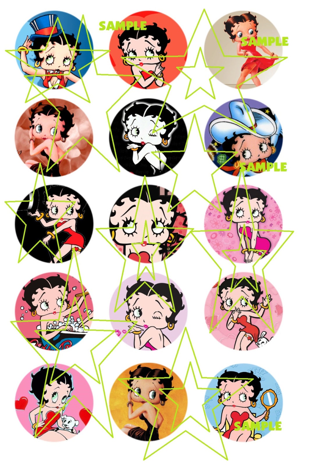 BETTY BOOP Digital Collage 1 Inch Circles 4x6 (H11) Birthday - Etsy